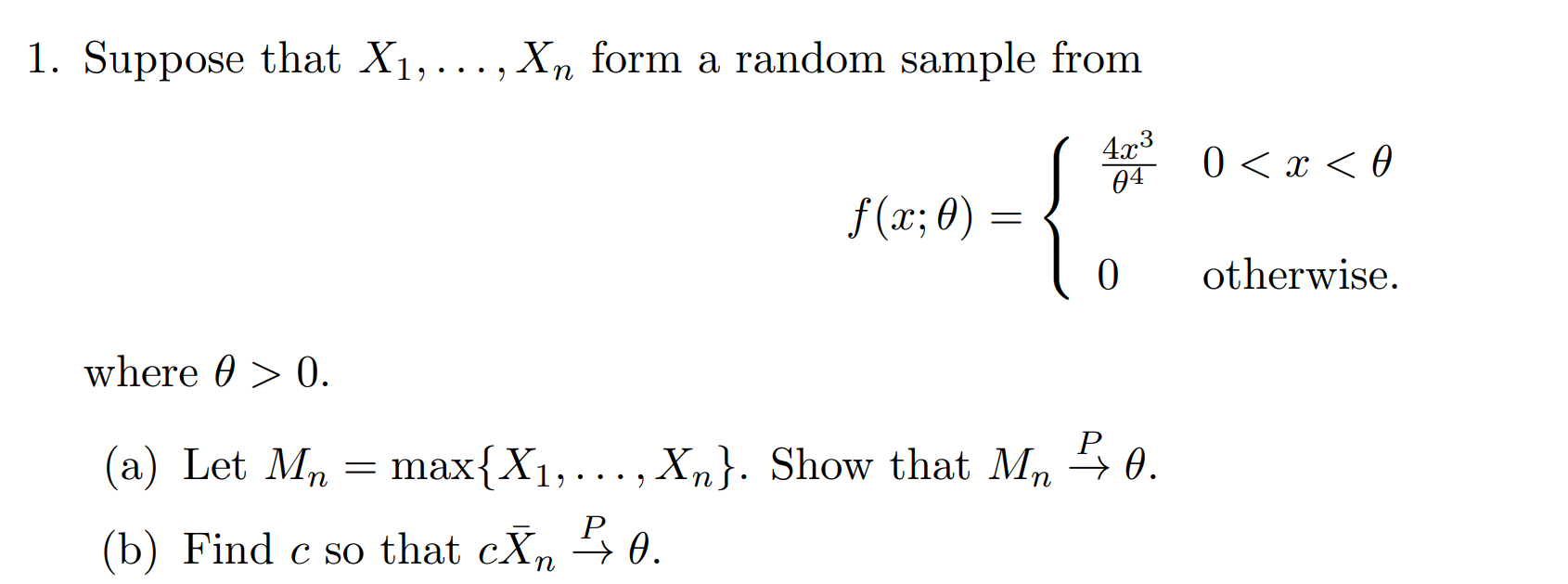 Solved 1. Suppose that X1, ... , Xn form a random sample | Chegg.com