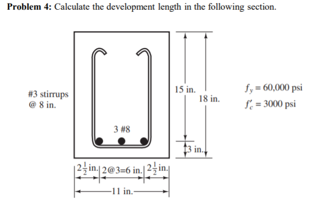 Solved Problem 4: Calculate the development length in the | Chegg.com
