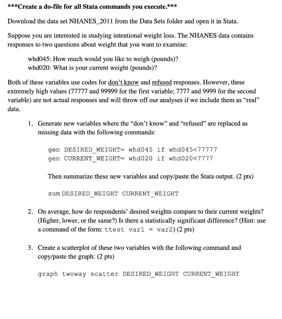 ***Create a do-file for all Stata commands you | Chegg.com