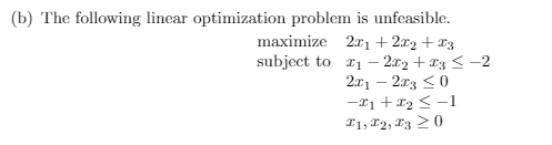 Solved (b) The following linear optimization problem is | Chegg.com