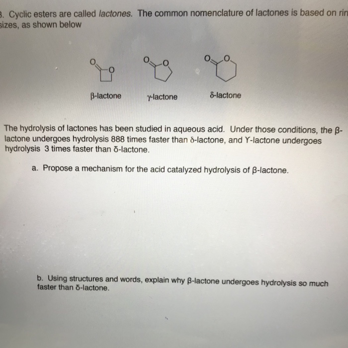 Solved . Cyclic esters are called lactones. The common | Chegg.com