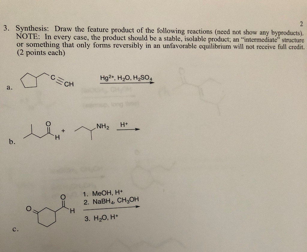 Solved 3. Synthesis: Draw the feature product of the | Chegg.com