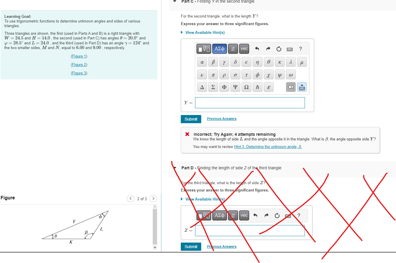 Solved Learning Goal: For the second triangle, what is the | Chegg.com
