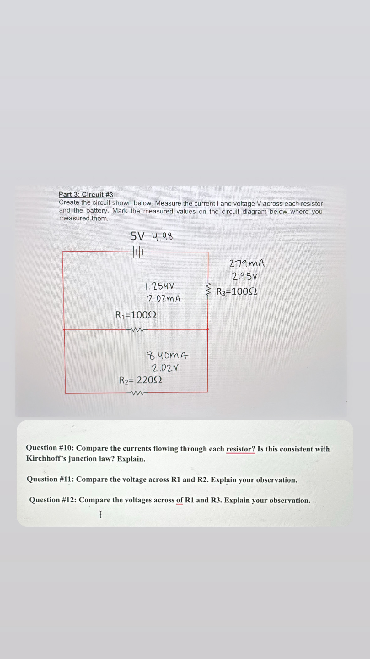 Solved Part 3: Circuit #3Create the circuit shown below. | Chegg.com