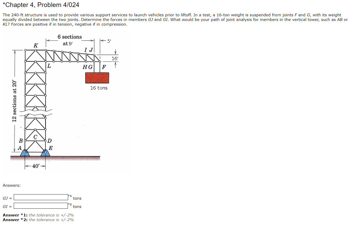 Solved *Chapter 4, Problem 4/024 The 240-ft structure is | Chegg.com