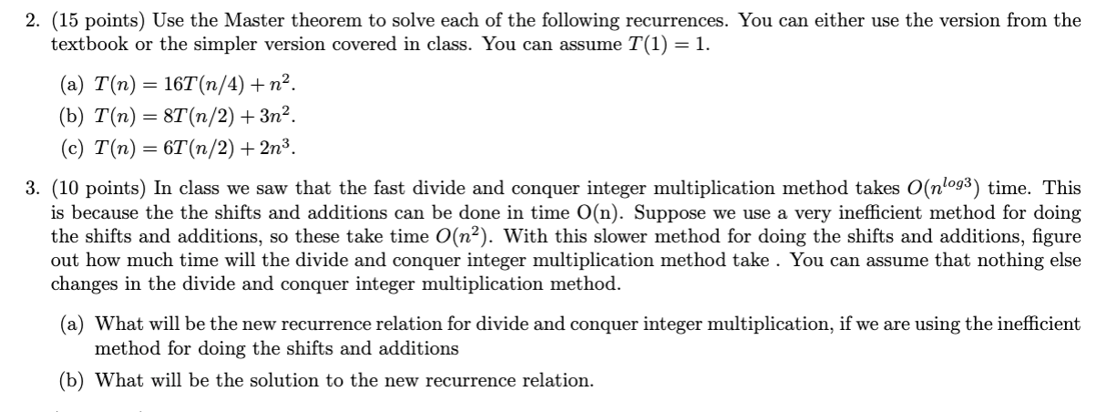 Solved Both questions please.Use the Master theorem to solve | Chegg.com