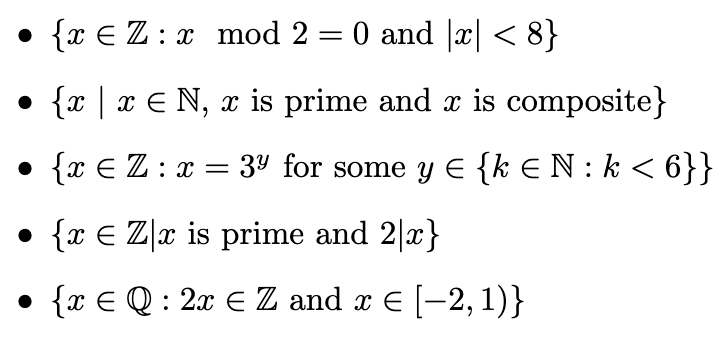 Solved List the following set comprehension notation and | Chegg.com