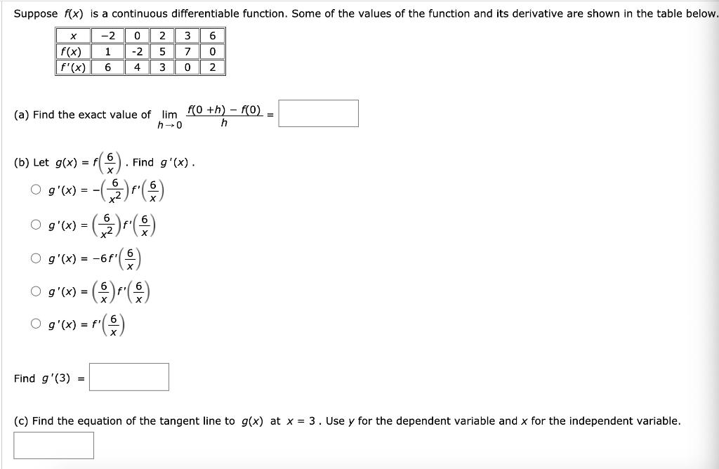 Solved Suppose f(x) is a continuous differentiable function. | Chegg.com