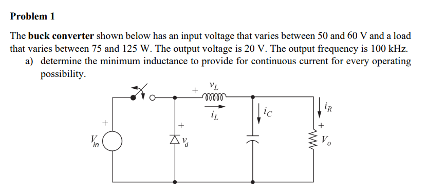 Solved The buck converter shown below has an input voltage | Chegg.com