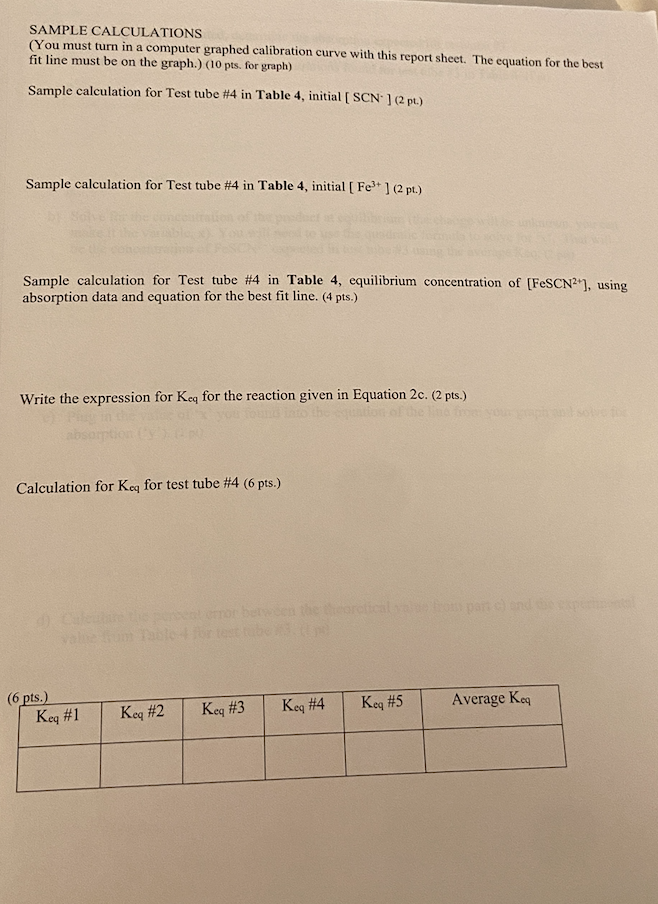 Solved Table 2: Calibration Curve Calculations and Percent | Chegg.com
