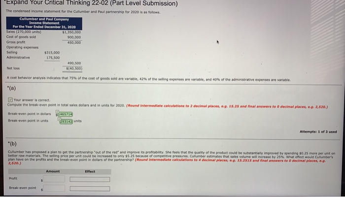 Solved Expand Your Critical Thinking 22-02 (Part Level | Chegg.com