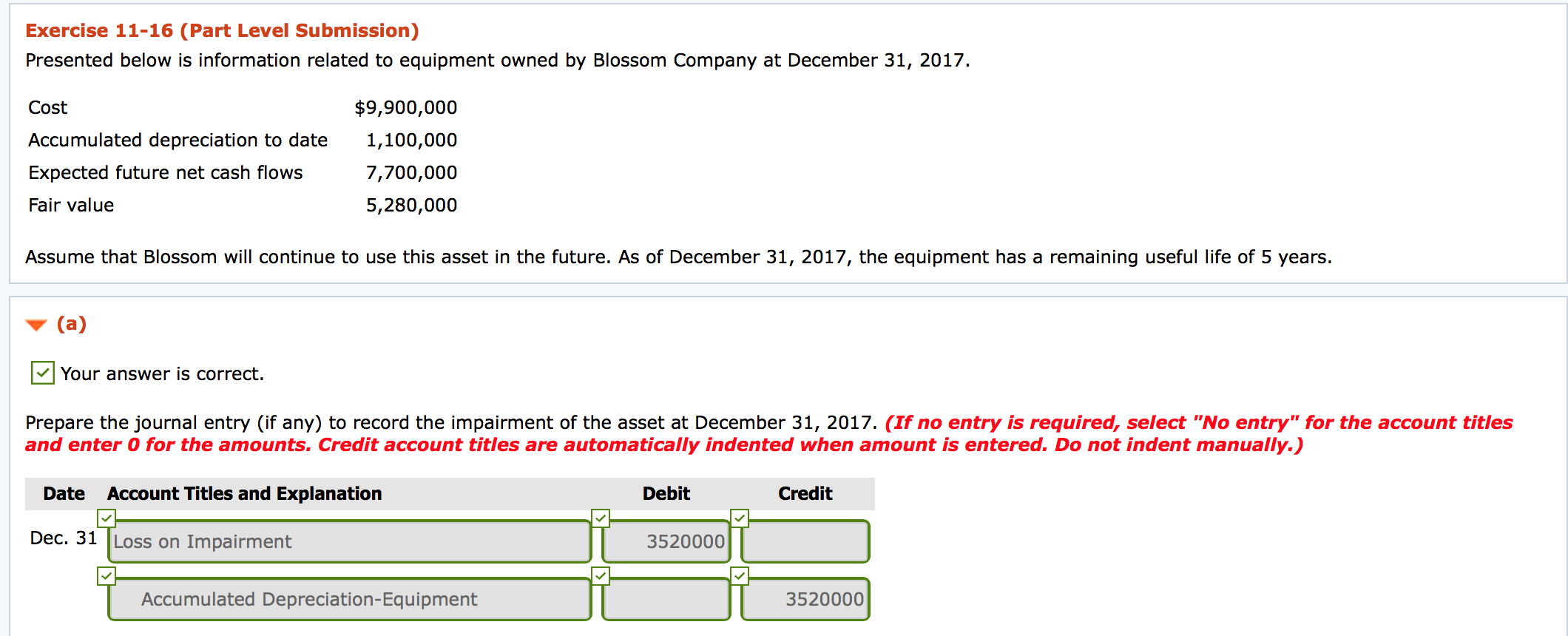 Solved Exercise 11-16 (Part Level Submission) Presented | Chegg.com