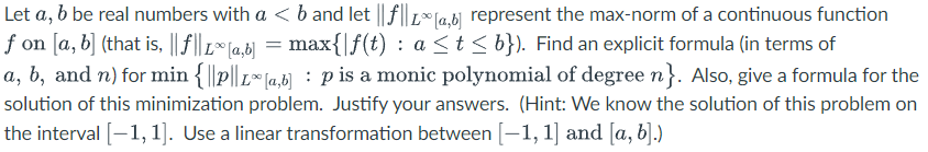 Solved Let a,b be real numbers with a | Chegg.com