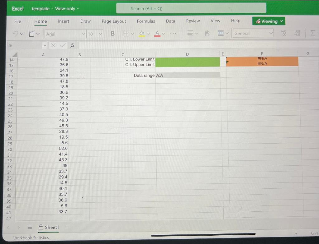 Solved Excel Activity 2 - Confidence Interval for Mean, σ | Chegg.com
