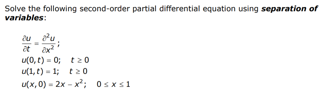 Solved Solve the following second-order partial differential | Chegg.com