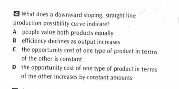 Solved 4 What does a downward sloping, straight line | Chegg.com