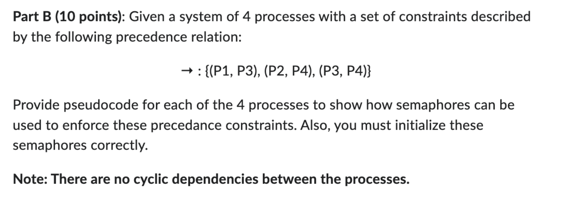 Solved Part B (10 points): Given a system of 4 processes | Chegg.com