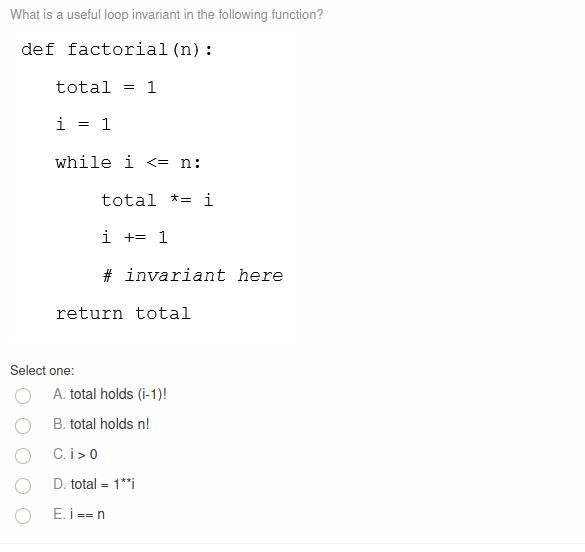 Solved What is a useful loop invariant in the following | Chegg.com