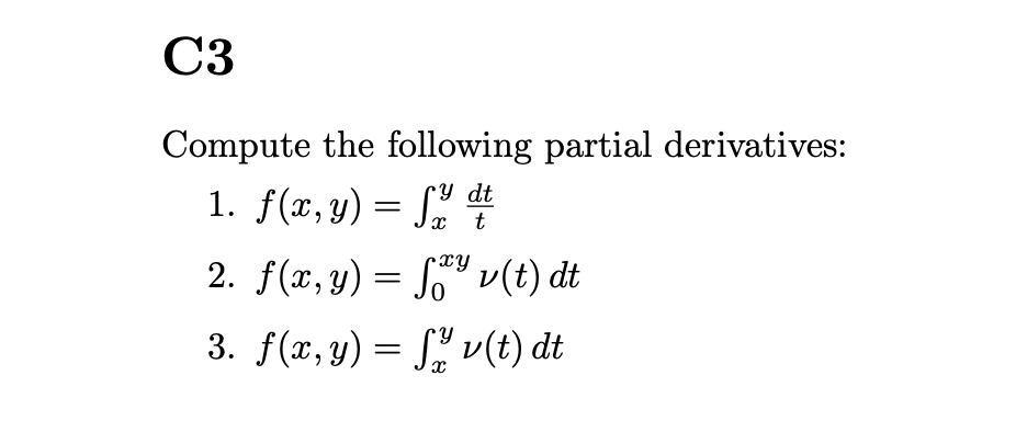 Solved Compute the following partial derivatives: 1. | Chegg.com