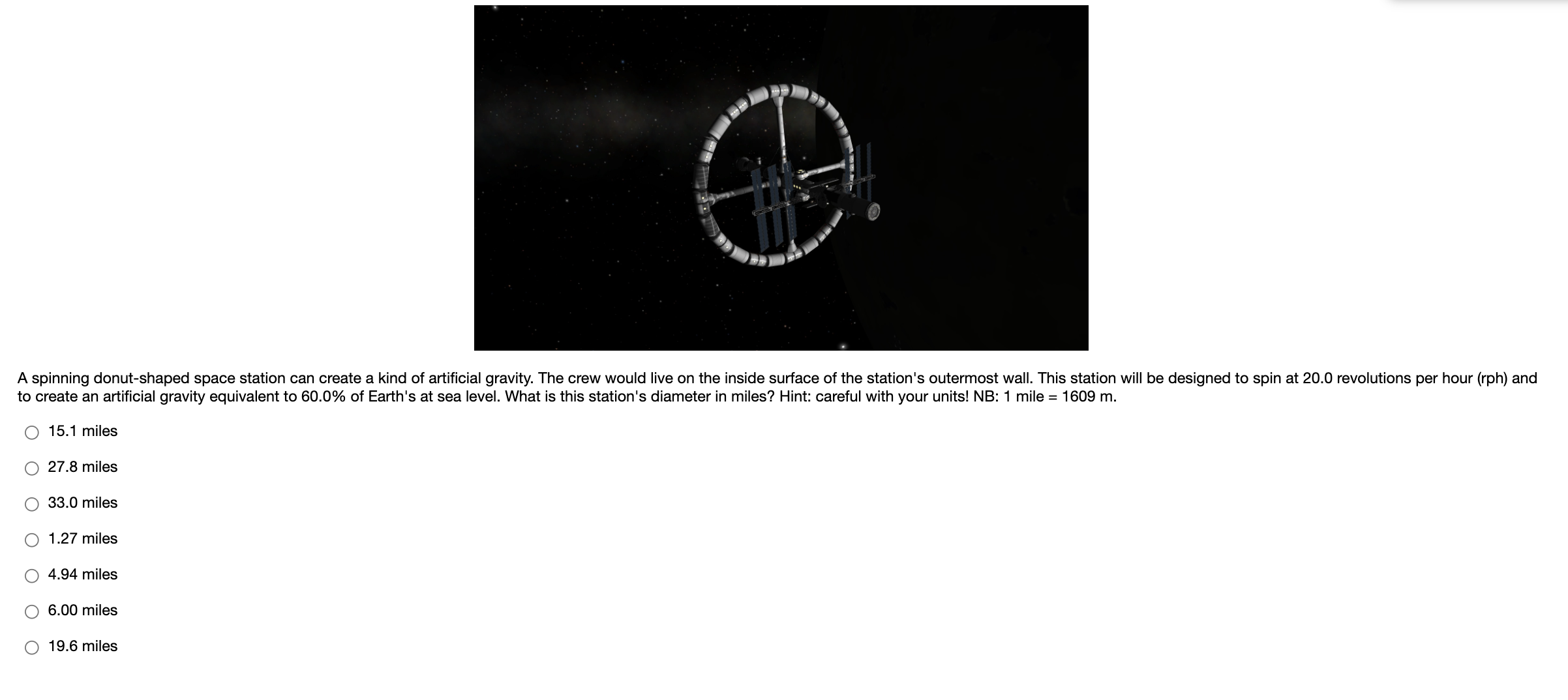 Solved A spinning donut-shaped space station can create a | Chegg.com