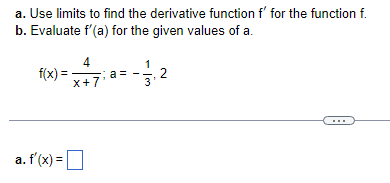 Solved a. Use limits to find the derivative function \( | Chegg.com