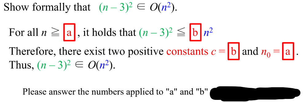 Solved Show formally that (n-3)2inO(n2).For all n≥a, ﻿it | Chegg.com