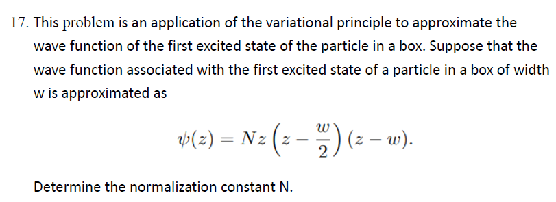 Solved 17. This problem is an application of the variational | Chegg.com