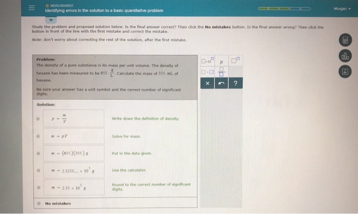 Solved Morgan Identifyling errors in the solution to a basic | Chegg.com
