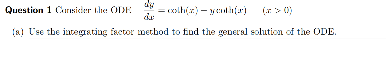 Solved Question 1 Consider the ODE | Chegg.com