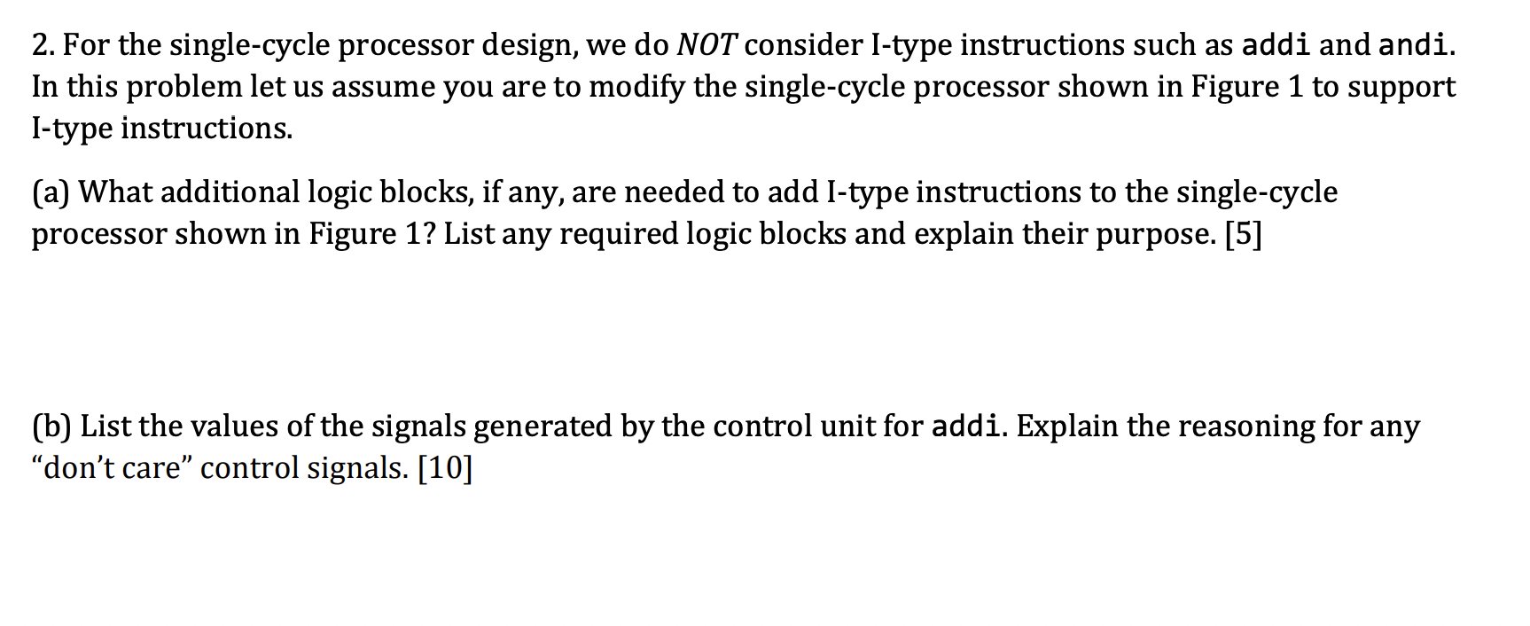 . Consider the following instruction mix: (I-type | Chegg.com