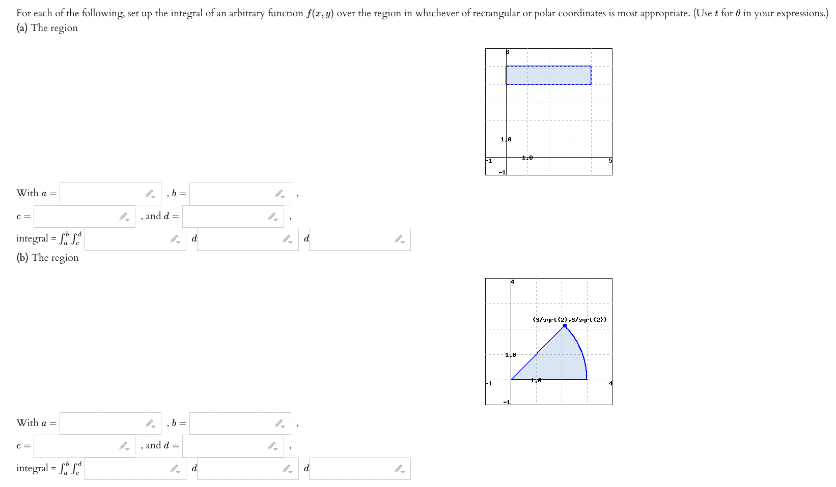 Solved For each of the following, set up the integral of an | Chegg.com