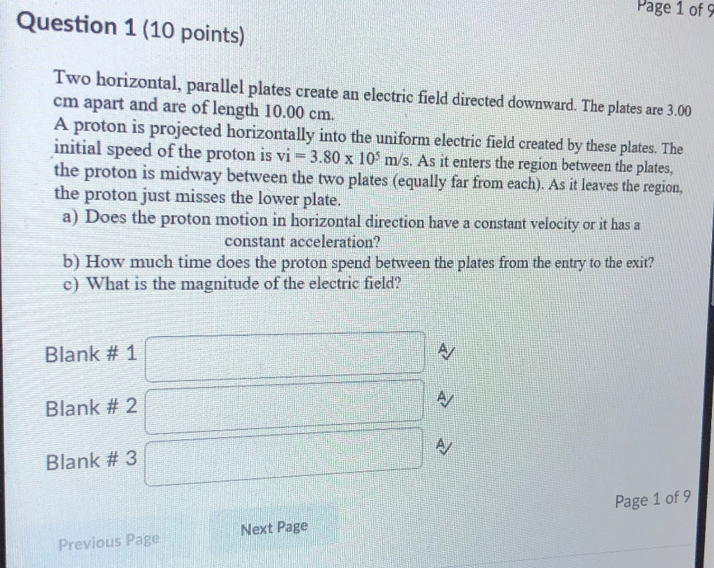 Solved Page 1 of 9 Question 1 (10 points) Two horizontal, | Chegg.com