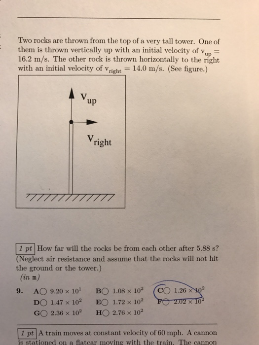 Solved Two rocks are thrown from the top of a very tall | Chegg.com
