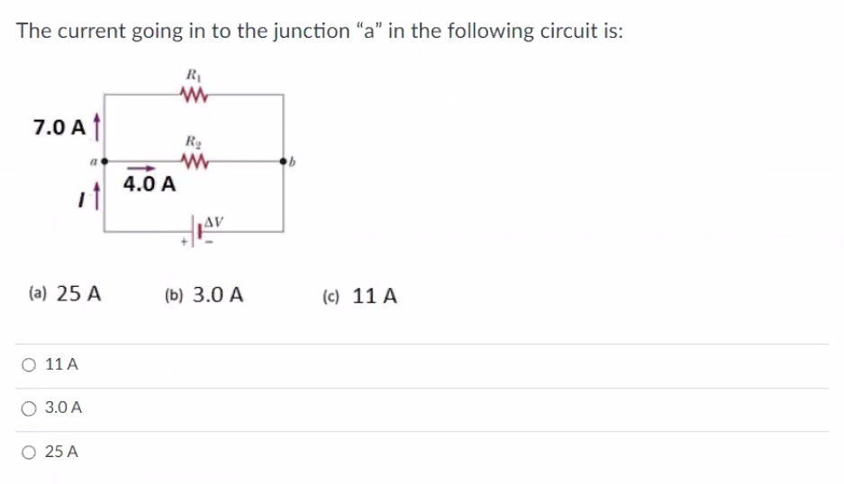Solved The current going in to the junction "a" in the | Chegg.com