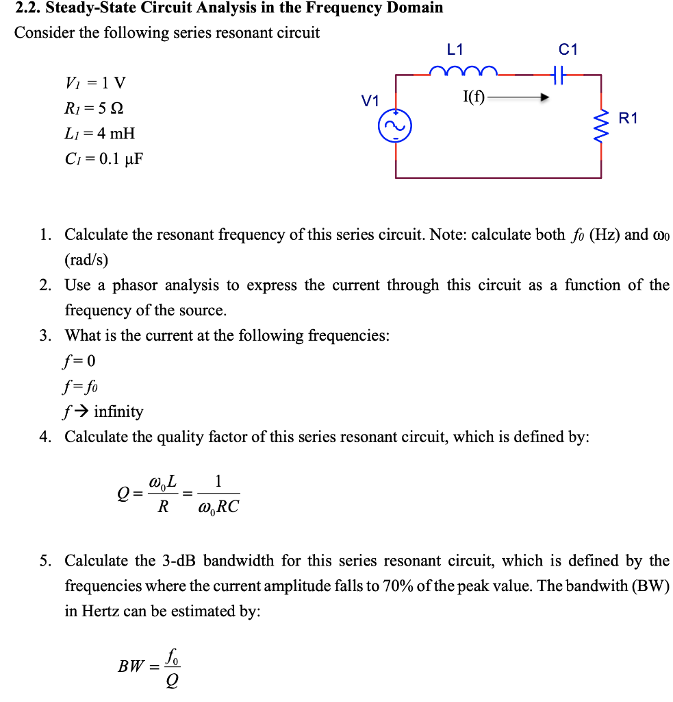 Solved 2.2. Steady-State Circuit Analysis in the Frequency | Chegg.com