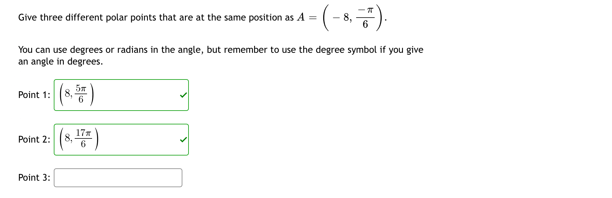 Solved Give three different polar points that are at the | Chegg.com