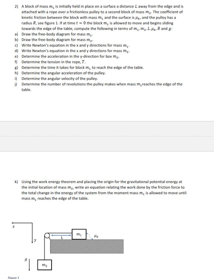 Solved 2) A block of mass m1 is initially held in place on a | Chegg.com Solved 2) A block of mass m1 is initially held in place on a | Chegg.com