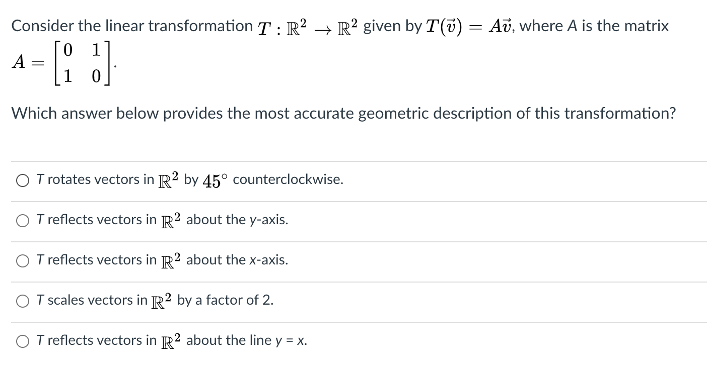 Solved Consider the linear transformation T:R2 + R2 given by | Chegg.com