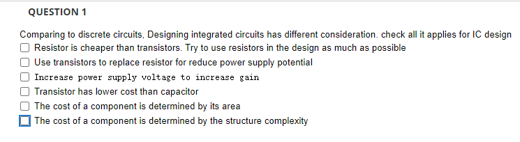 Solved Comparing to discrete circuits, Designing integrated | Chegg.com