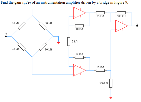 Solved Find the gain vo/vi of an instrumentation amplifier | Chegg.com