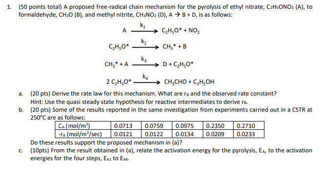 Solved 1. (50 points total) A proposed free radical chain | Chegg.com