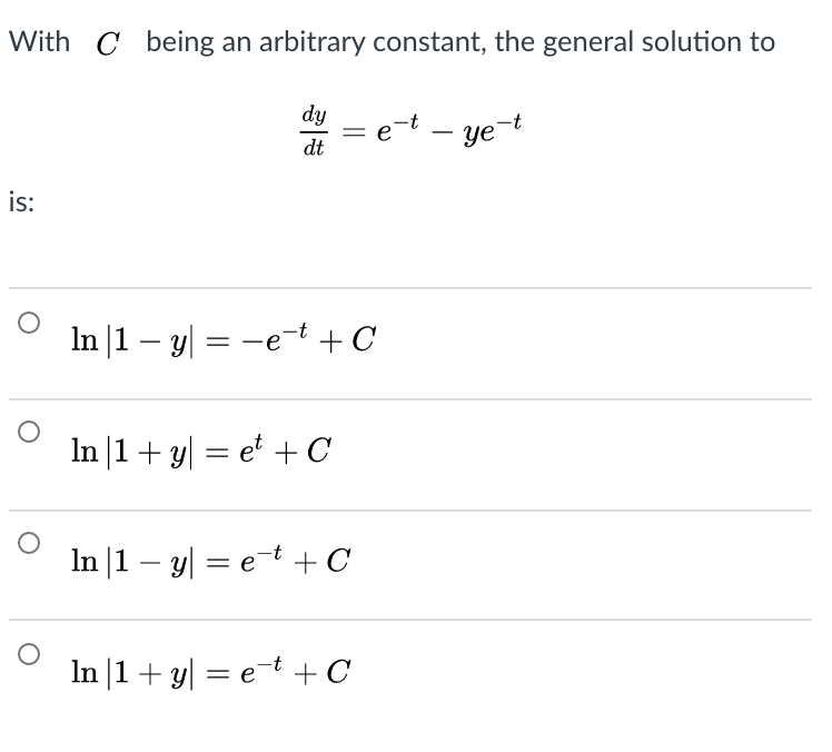 Solved With C being an arbitrary constant, the general | Chegg.com