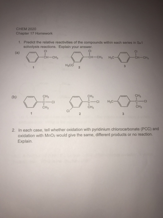 Solved CHEM 2020 Chapter 17 Homework 1. Predict the relative | Chegg.com