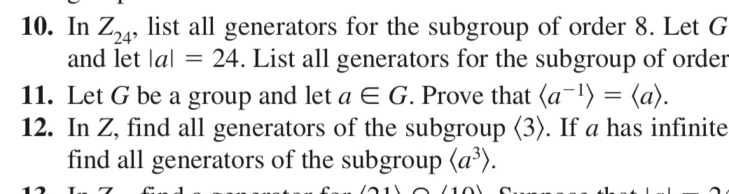 Solved 10. In Z24, list all generators for the subgroup of | Chegg.com