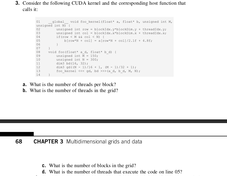 Solved Consider The Following Cuda Kernel And The