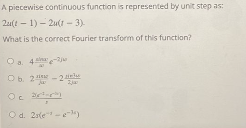 Solved A piecewise continuous function is represented by | Chegg.com