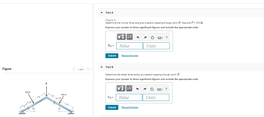 Solved Part A Figure 1) Determine the normal force acting at | Chegg.com