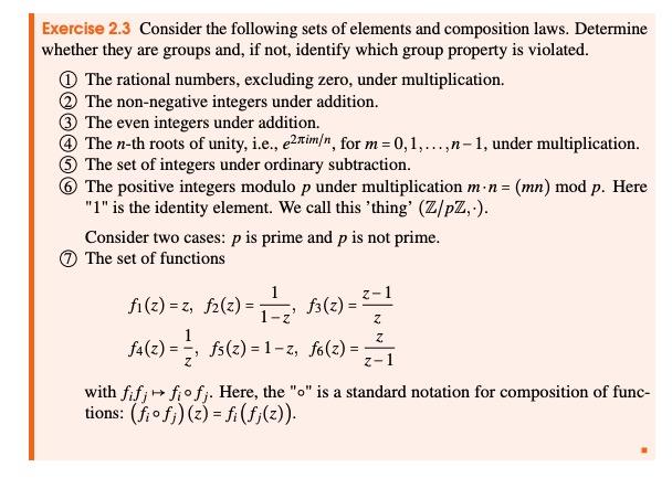 Solved Exercise 2.3 Consider the following sets of elements | Chegg.com