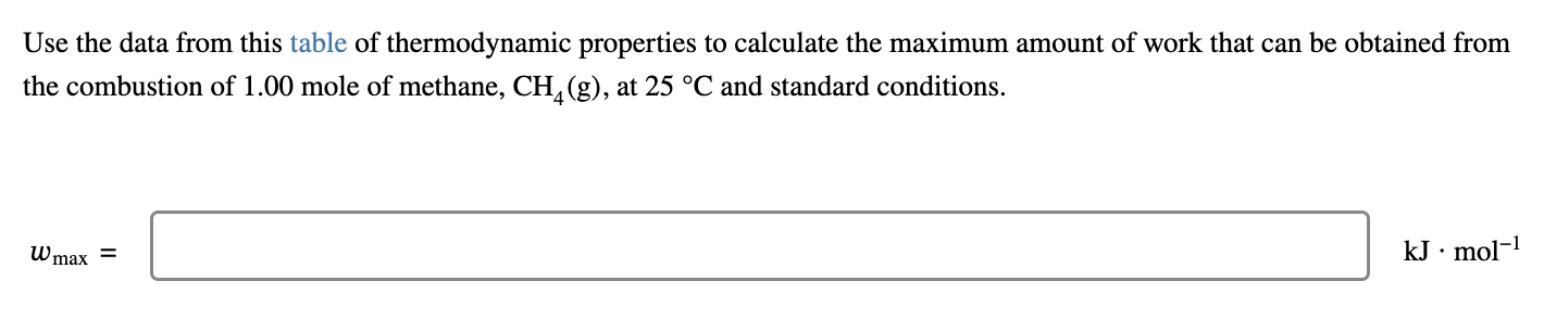 Solved Use the data from this table of thermodynamic | Chegg.com