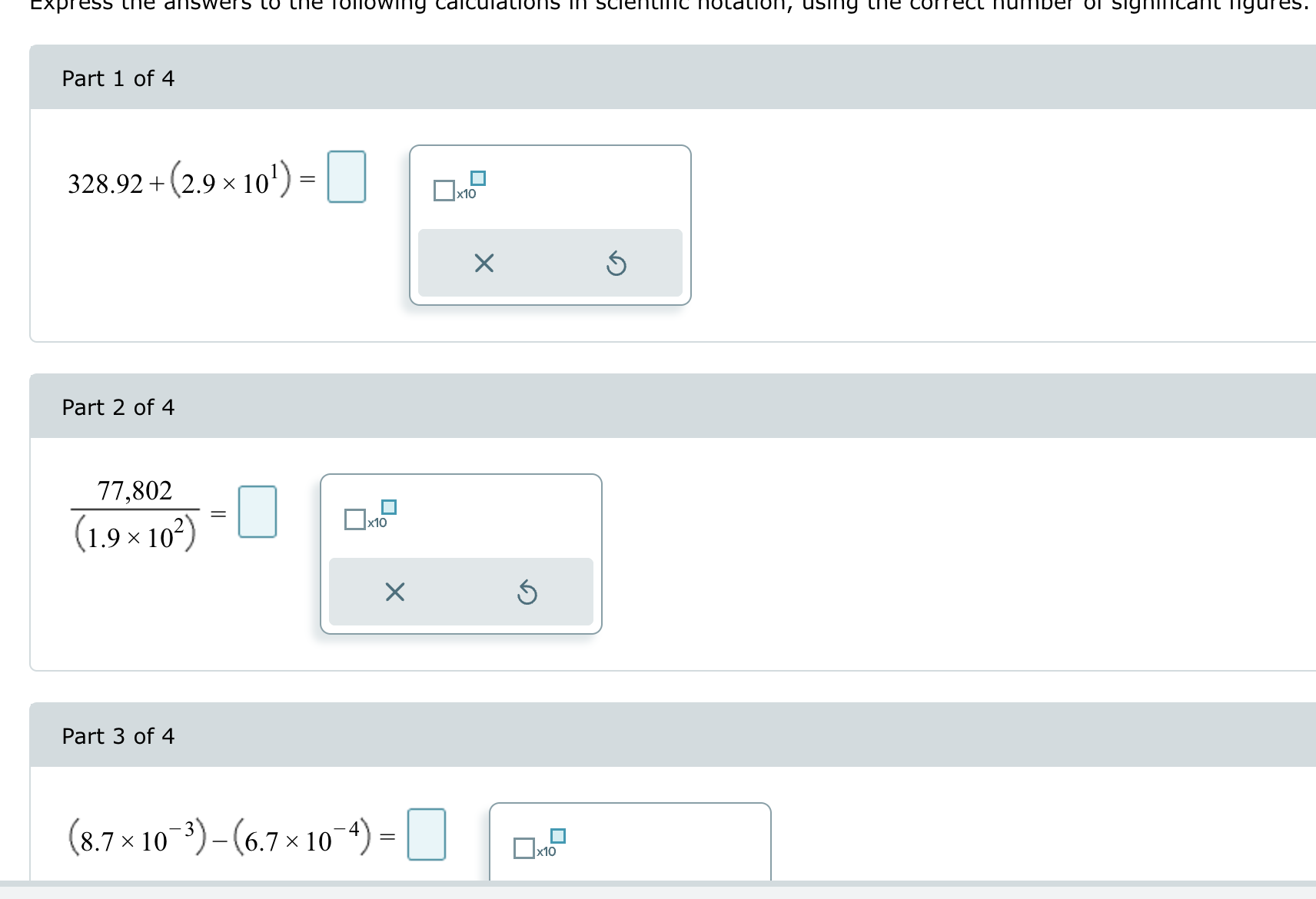Solved Express the answers to the following calculations in | Chegg.com